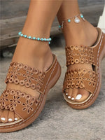 Vintage Plain Slip On Flat Heel Slide Sandals– LoraModa